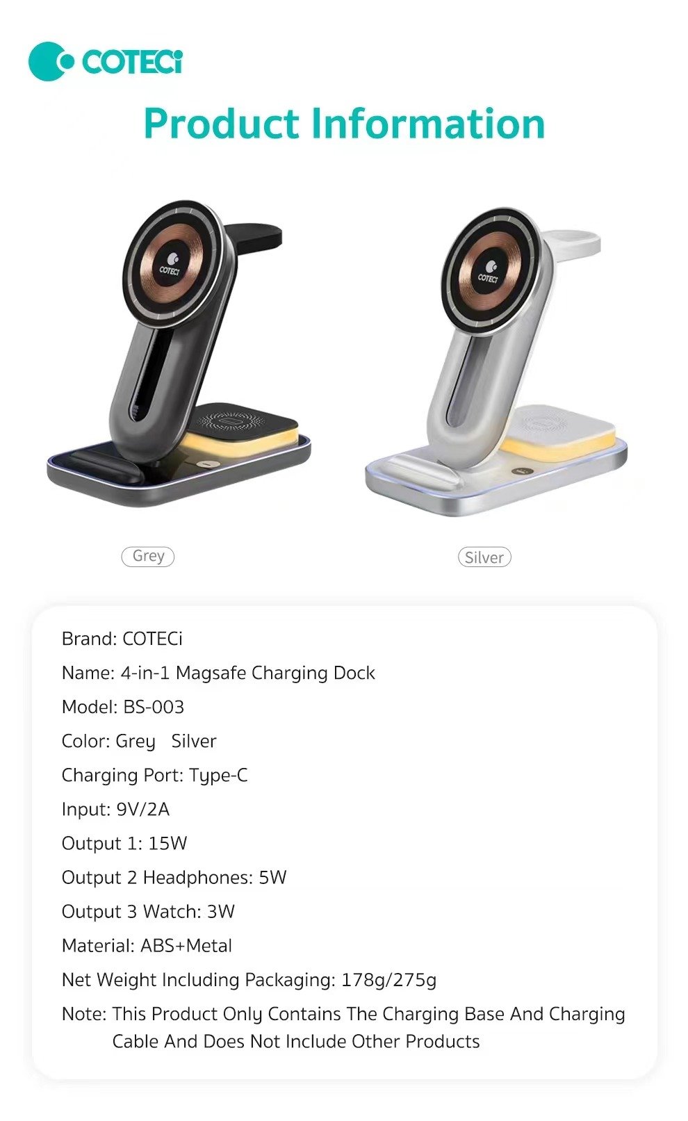 Coteci 4-in-1 Magsafe Charging Dock Stand - Victory Store