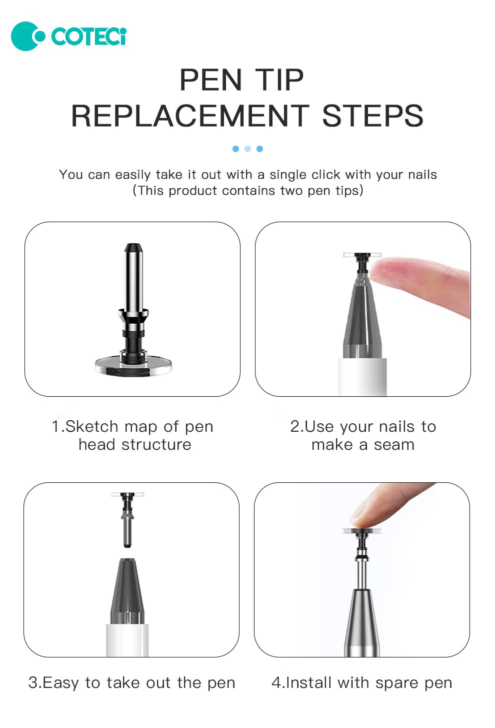Coteci Universal Passive Capacitive Stylus Pen Compatible with All ...
